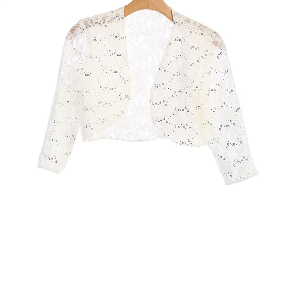 Unbranded | Jackets & Coats | Nwt Silver Lace 34 Sleeves Bolero Jacket ...